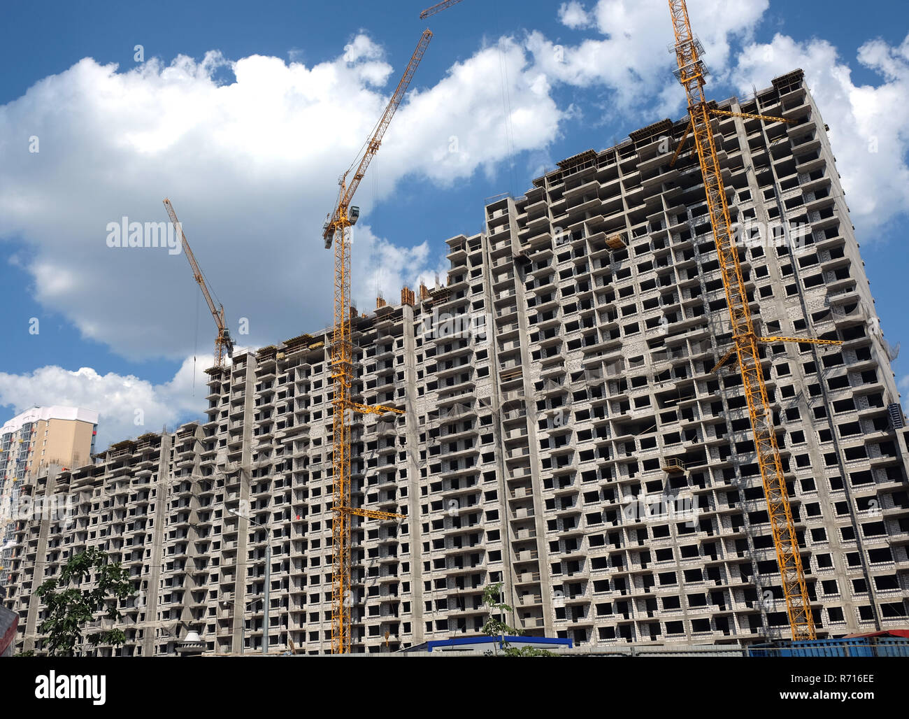 New high-rise modern apartment buildings construction in process ob ...