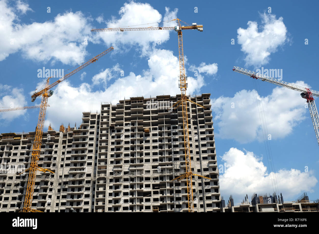 New high-rise modern apartment buildings construction in process ob ...