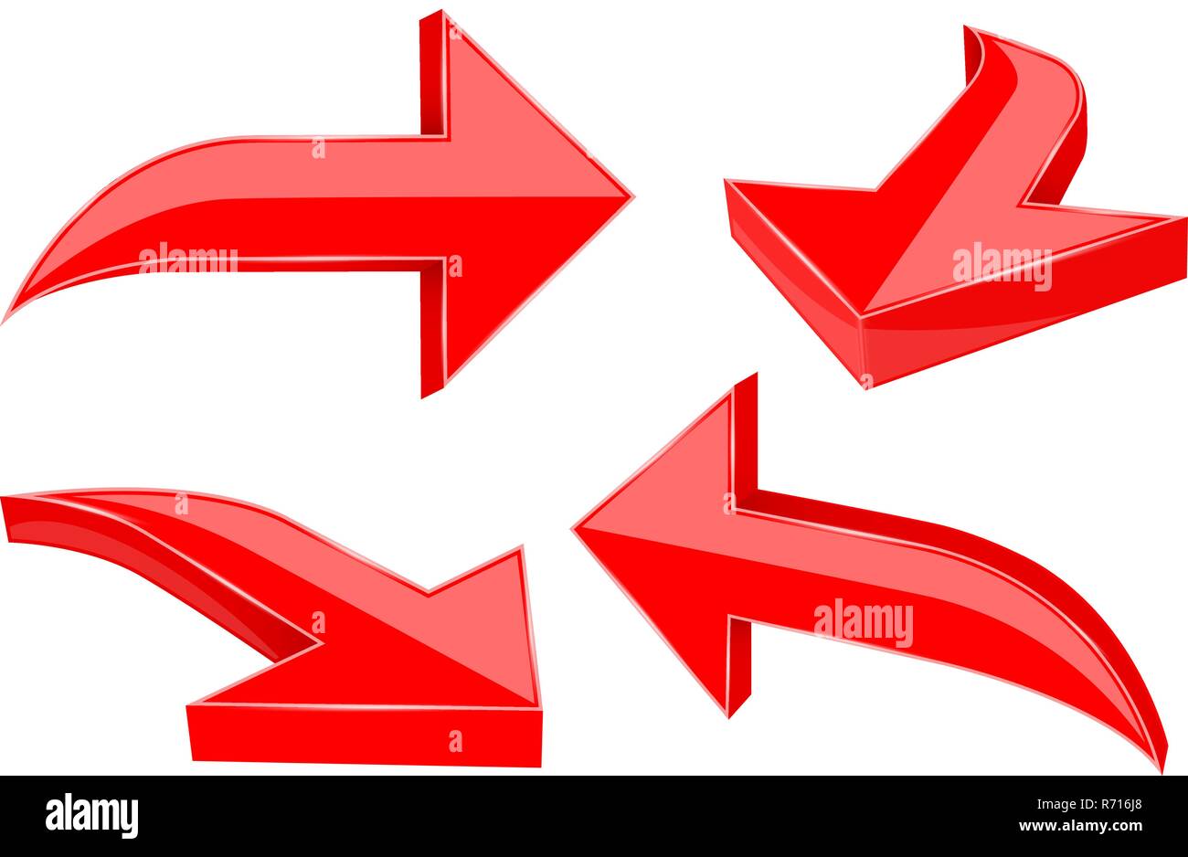 Set of red 3d shiny arrows Stock Vector Image & Art - Alamy