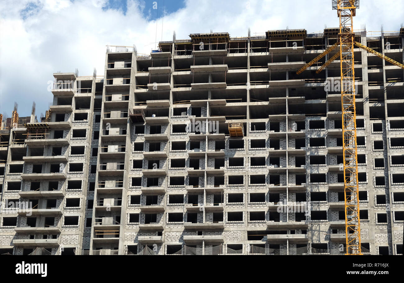New high-rise modern apartment buildings construction in process ob ...