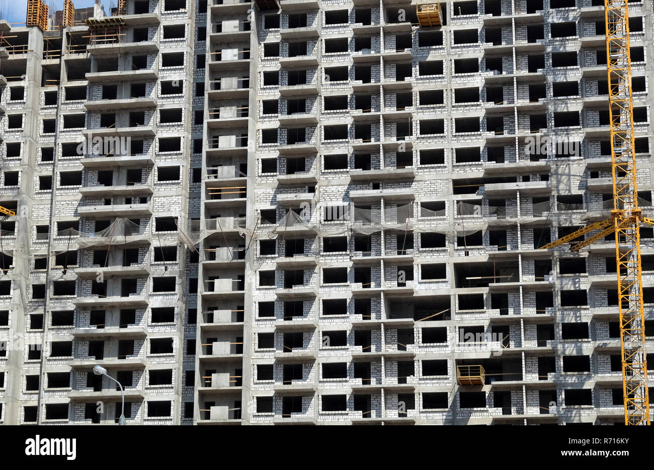 New high-rise modern apartment buildings construction in process ob ...