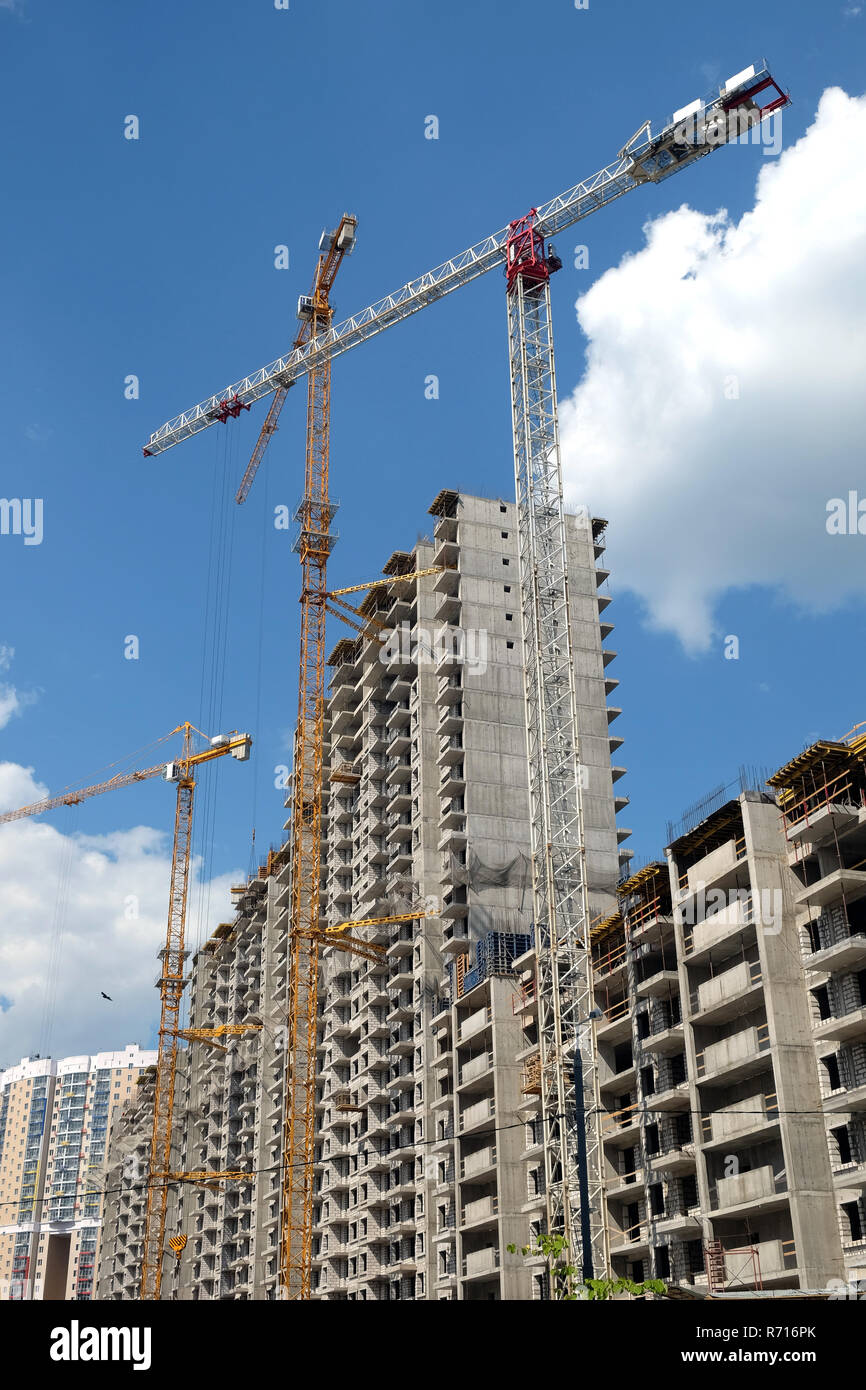 New high-rise modern apartment buildings construction in process ob ...