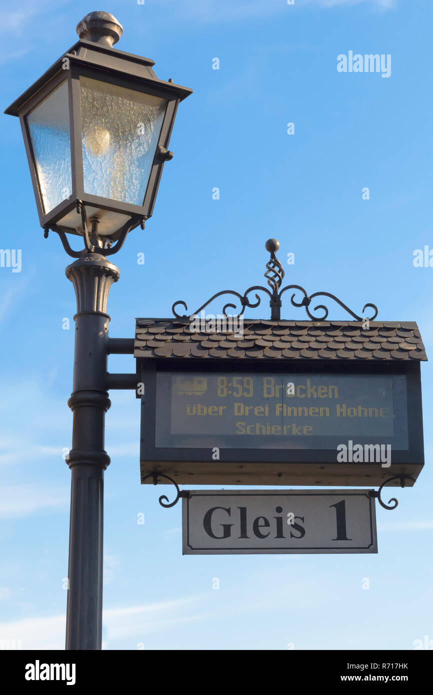 Wernigerode railway station with destination board, Wernigerode, Saxony ...