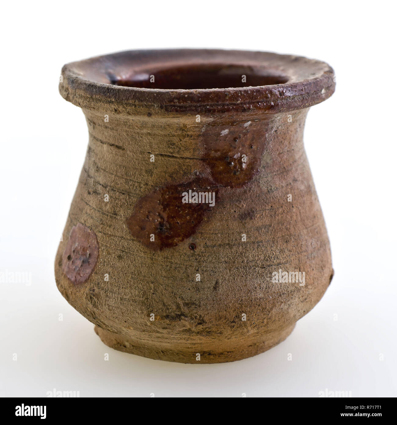 Pottery belly model ointment jar, red shard, internally glazed ...