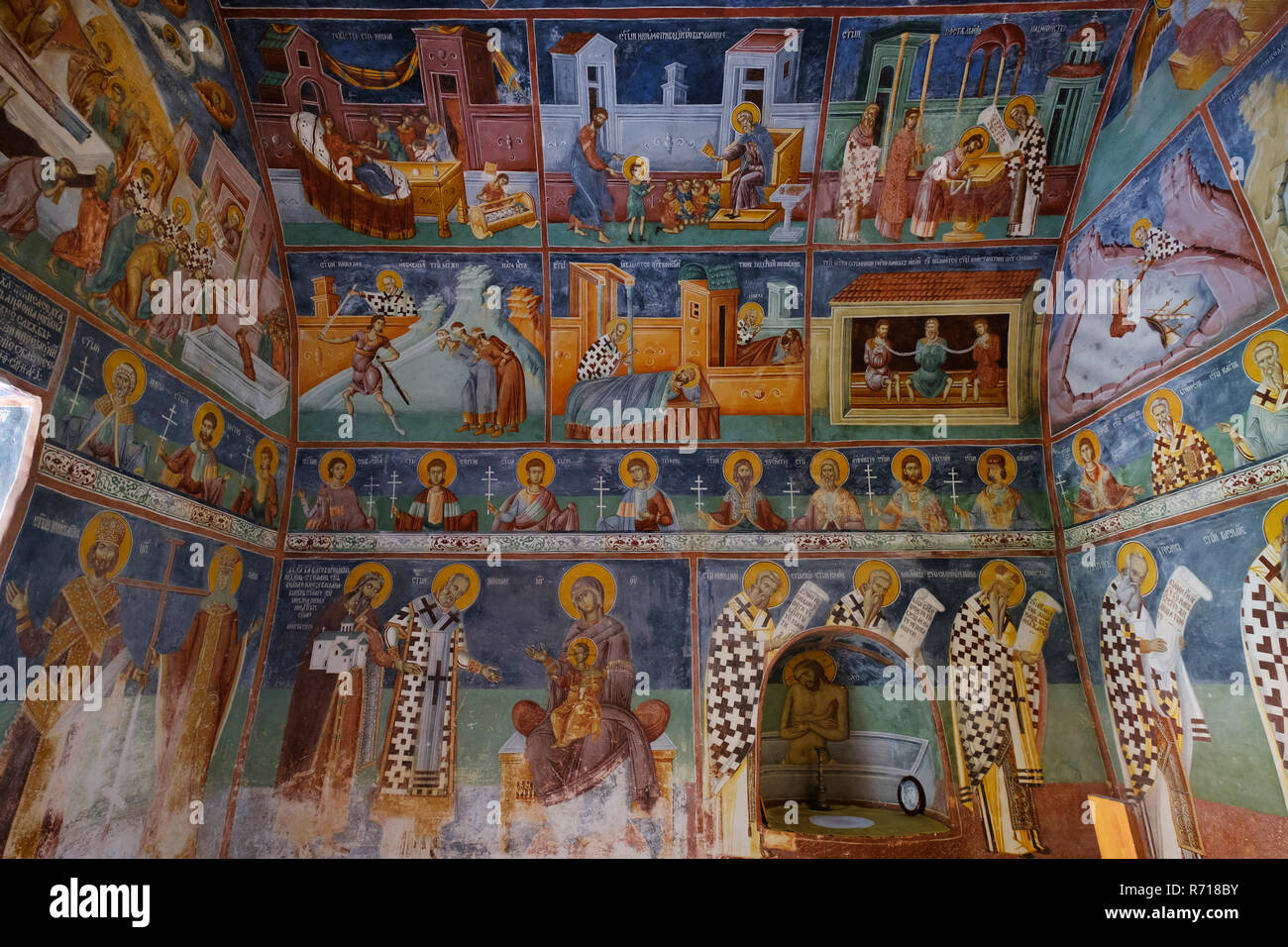 Frescoes in St. Nicholas Chapel, Moraca Monastery, near Kolasin ...