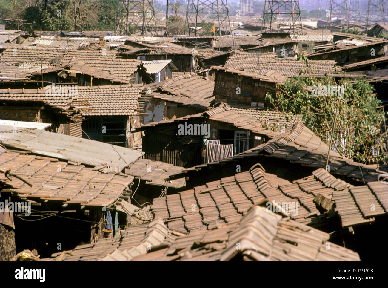 Aerial view of huts, Sion, Bombay Mumbai, Maharashtra, India Stock ...