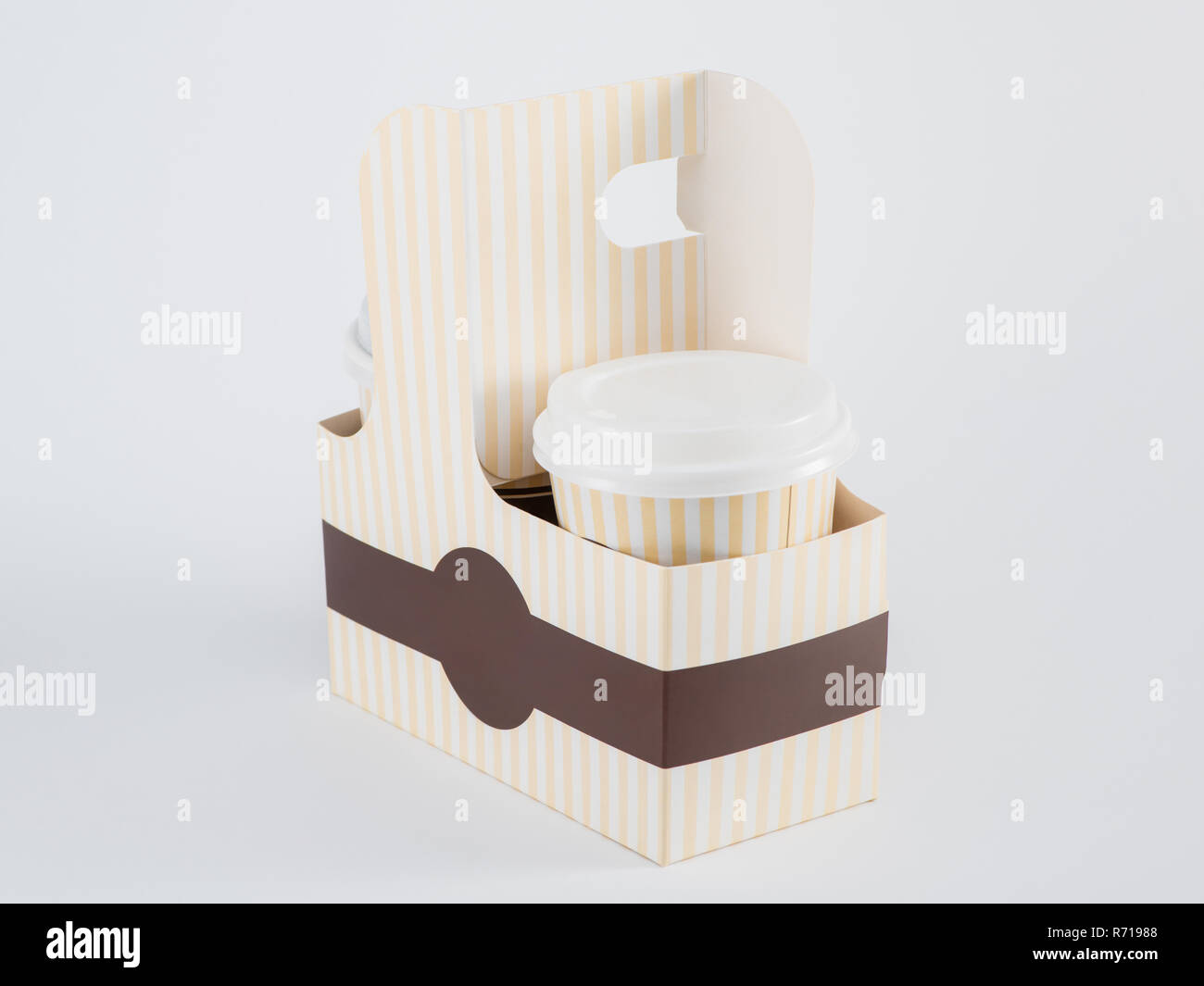 paper cups with coffee in a takeaway box on a white background Stock ...