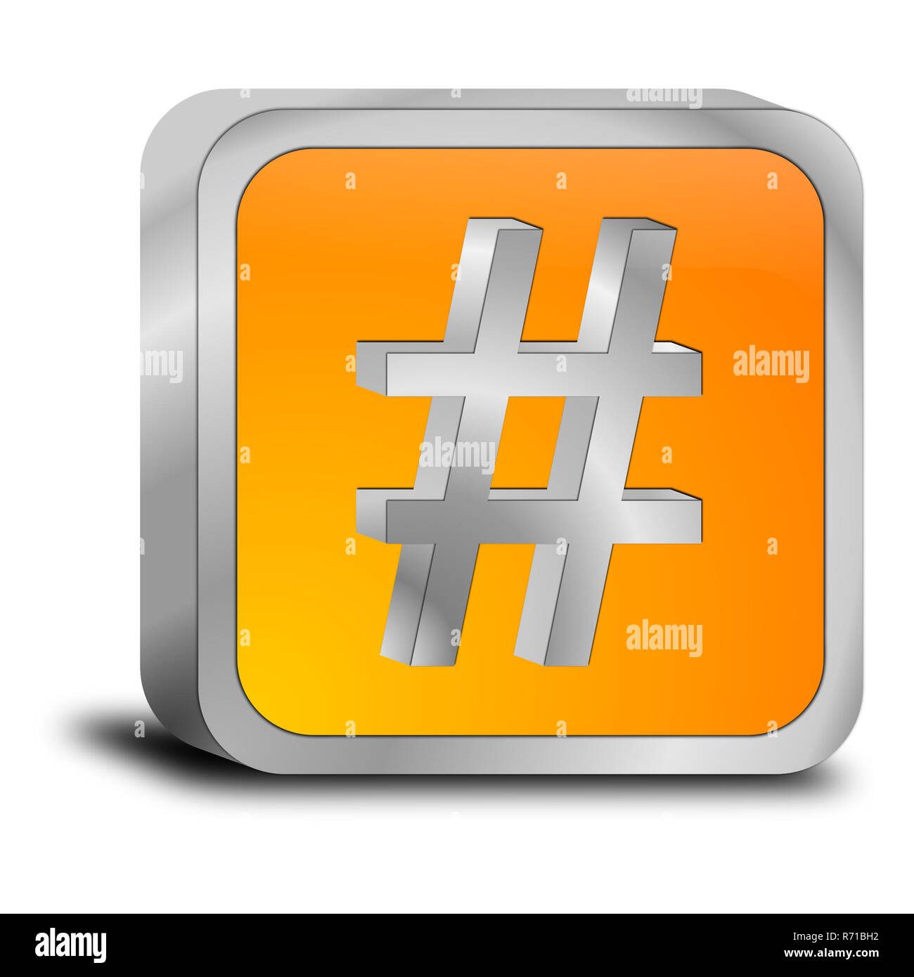 orange Hashtag Button - 3D illustration Stock Photo - Alamy