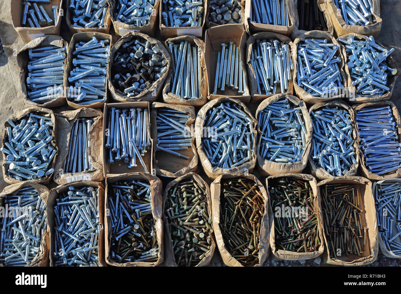 Bolts in Boxes Stock Photo - Alamy