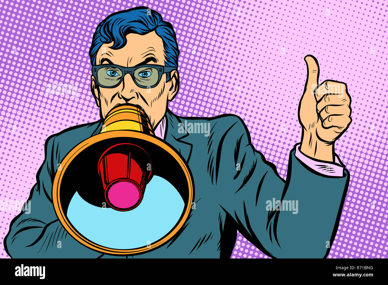 a man with a megaphone Stock Photo - Alamy