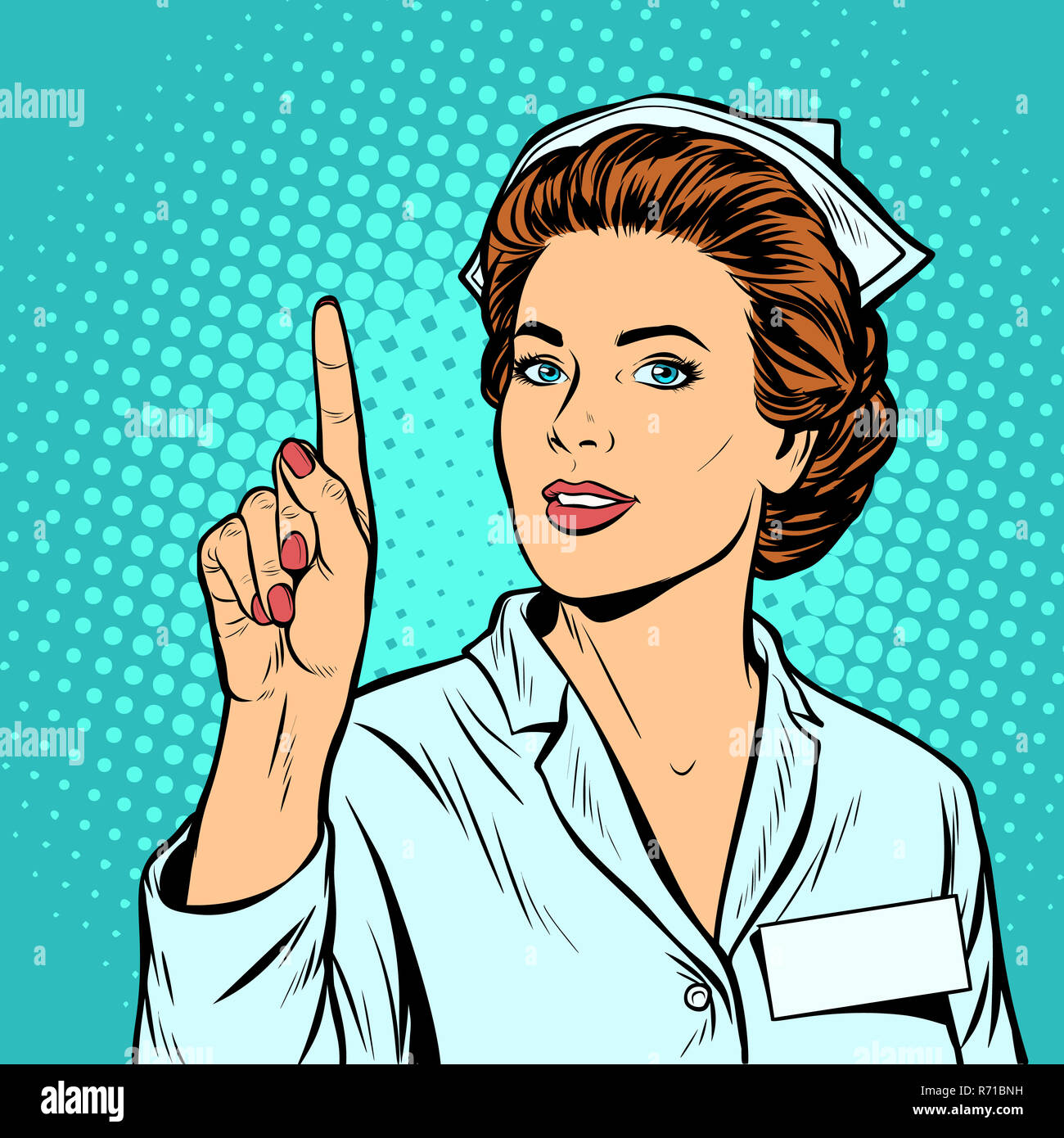 woman nurse attention gesture Stock Photo - Alamy