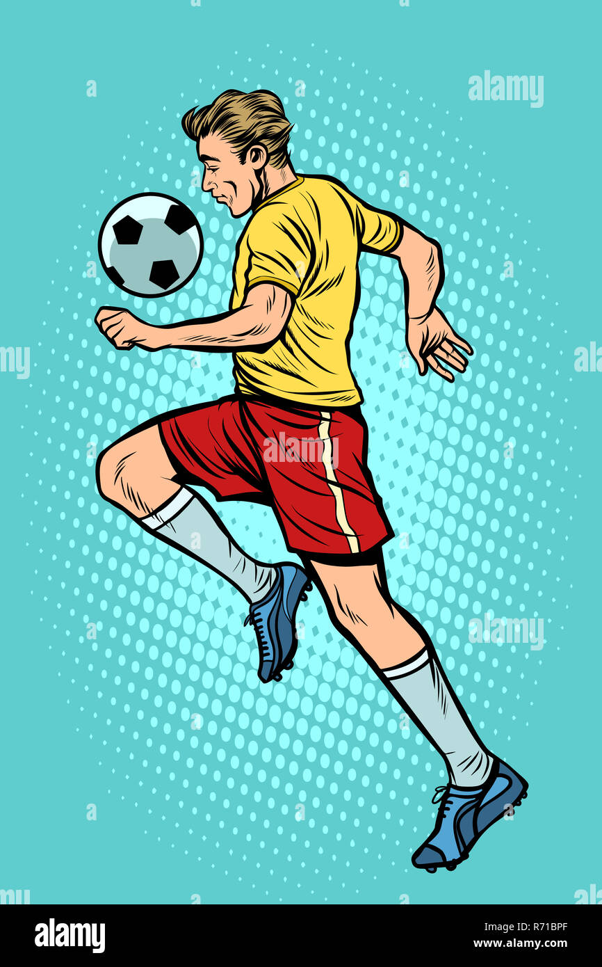 Retro football player with a soccer ball Stock Photo - Alamy