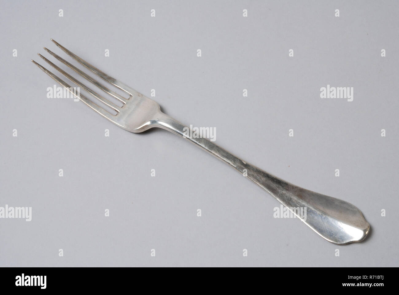 Fork with four teeth, the stem stalked, fork cutlery silver, forged ...
