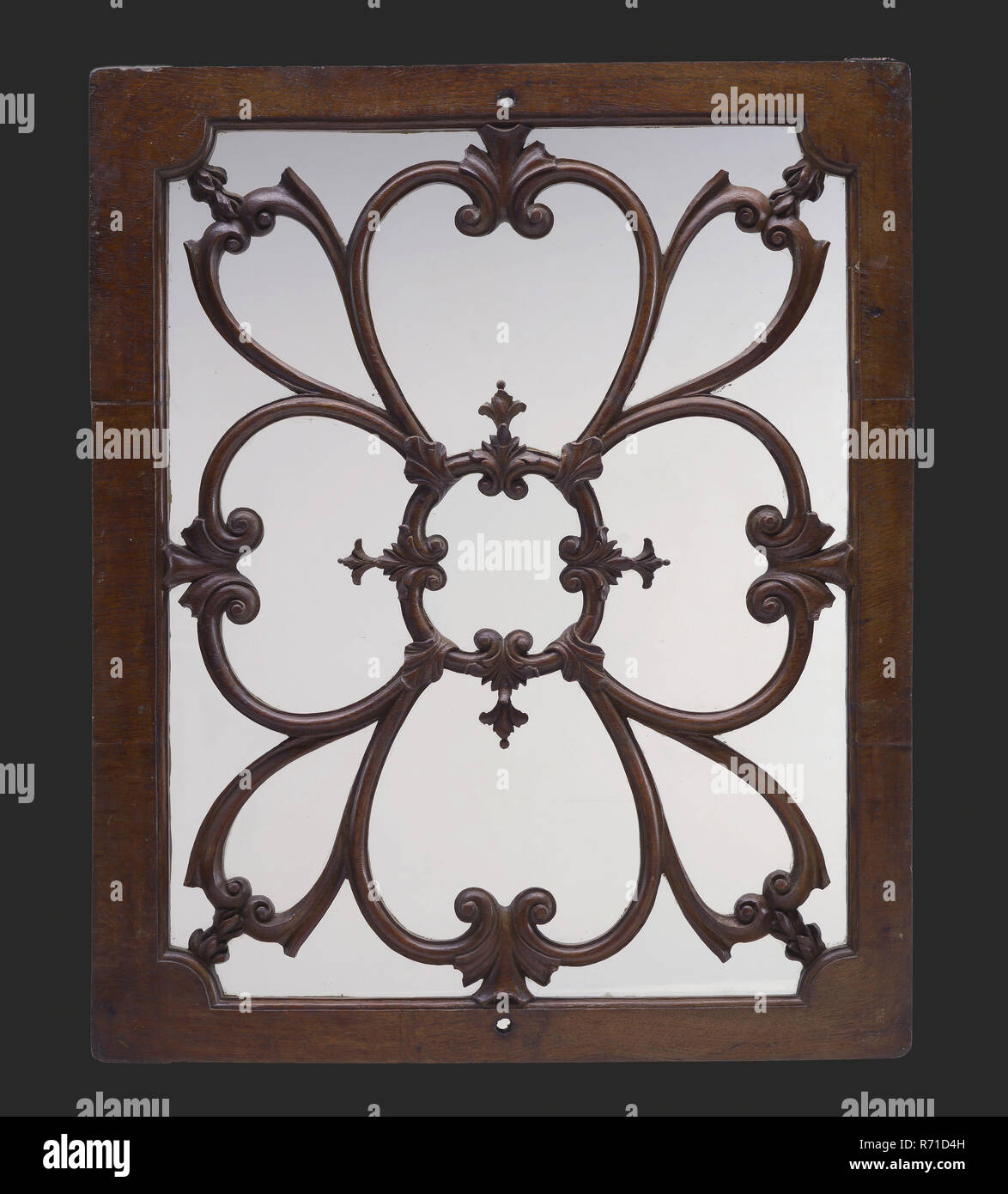 Wooden skylight with carved stylized flower, complete with glass ...