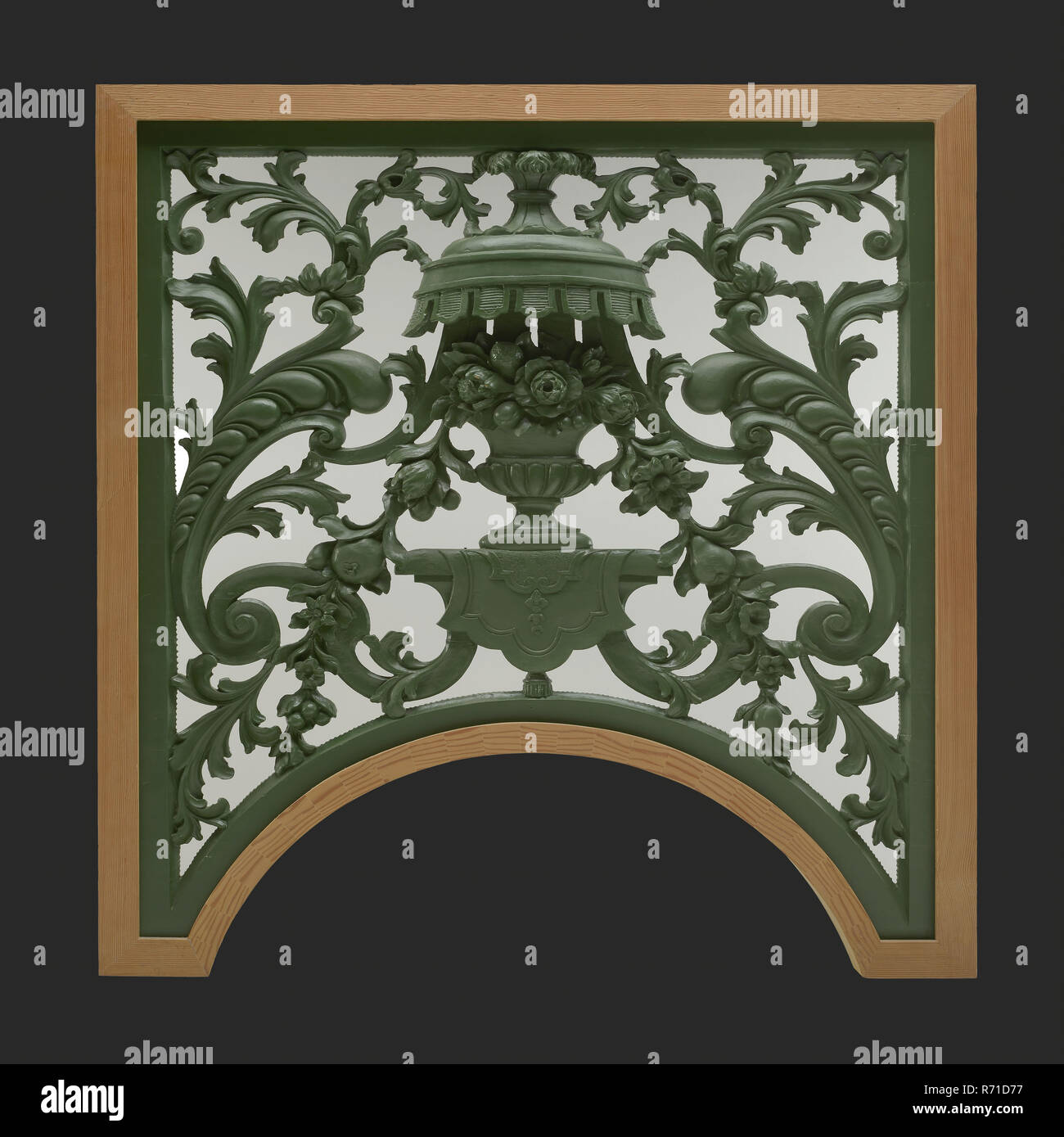 Skylight with carved vase of flowers and leaf motifs, coming from the ...
