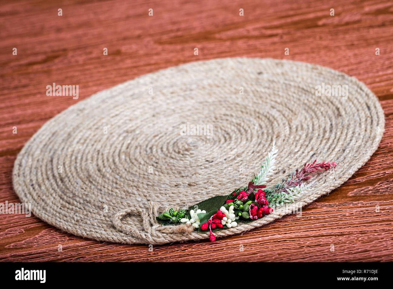 Handmade Table Mat of Jute Rope Twisted in a Spiral Form Stock Photo ...