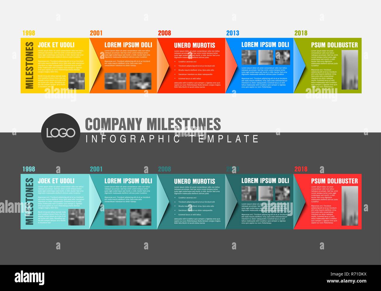 Vector colorful Infographic timeline report template with the biggest ...