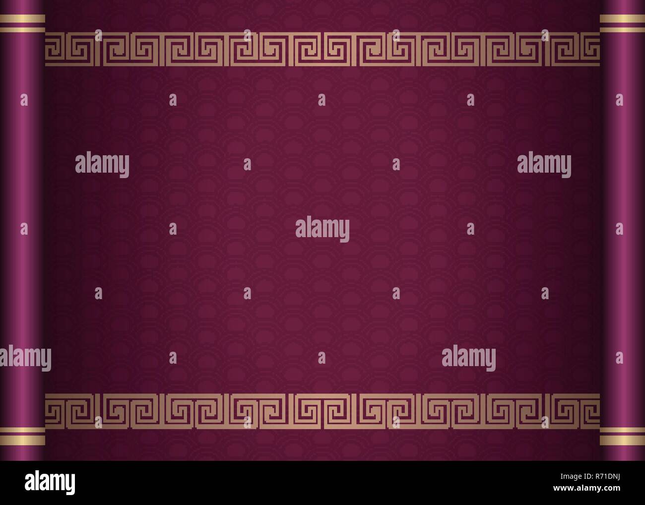 Retro traditional Chinese style purple scroll paper template spiral ...