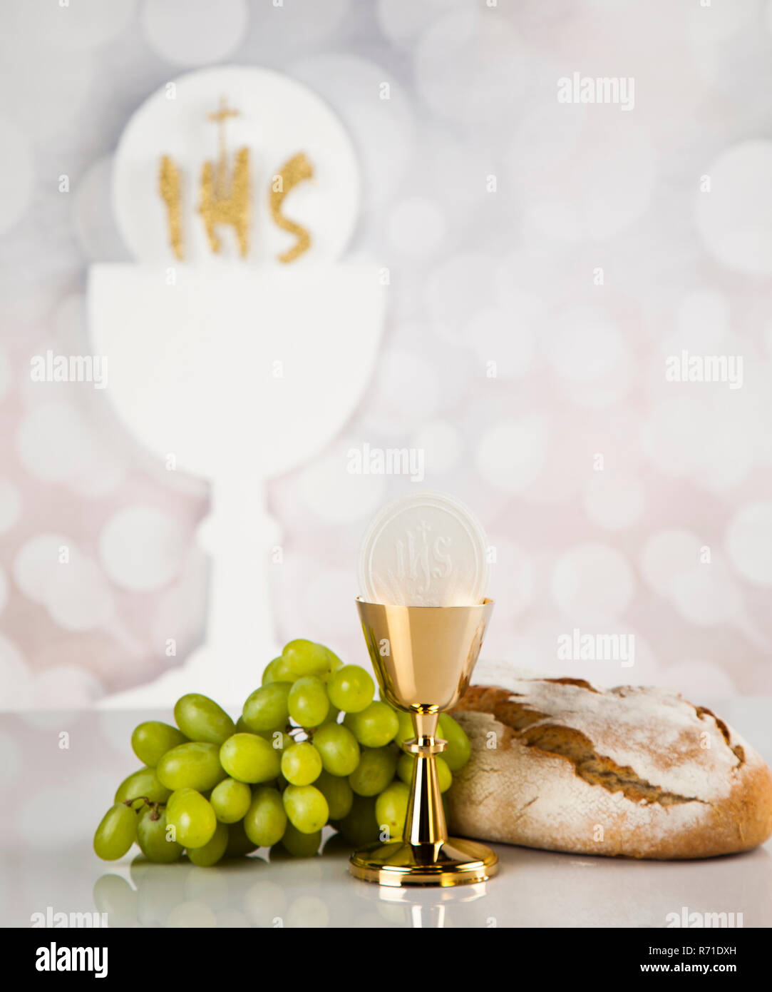 Holy communion for christianity religion, elements on white background ...