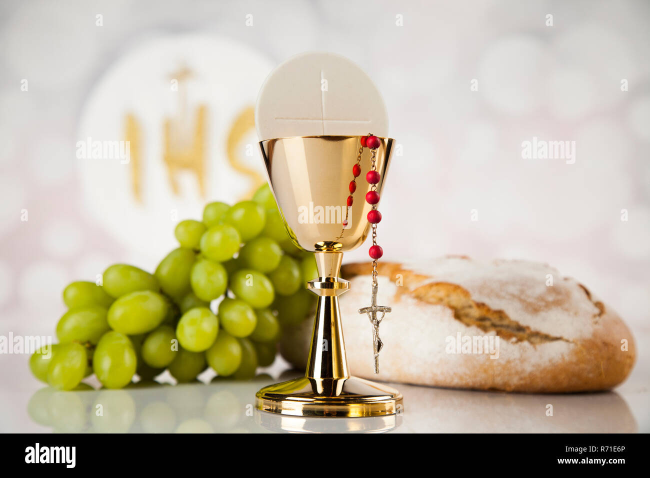 Holy communion for christianity religion, elements on white background ...