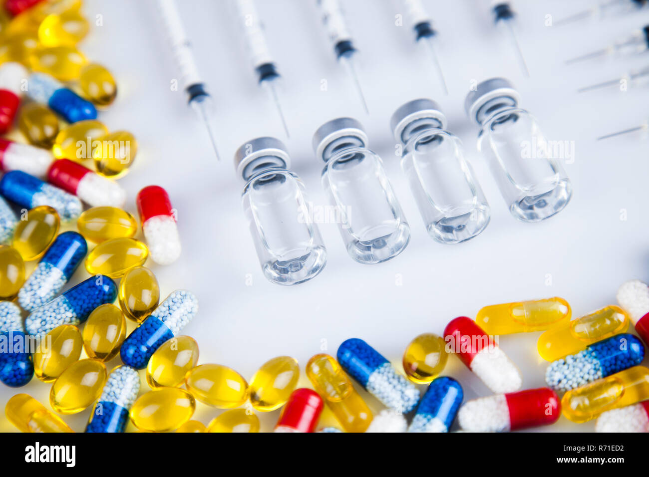 Healthy, Close up of Pills, Tablets, Capsule, Medical background Stock ...