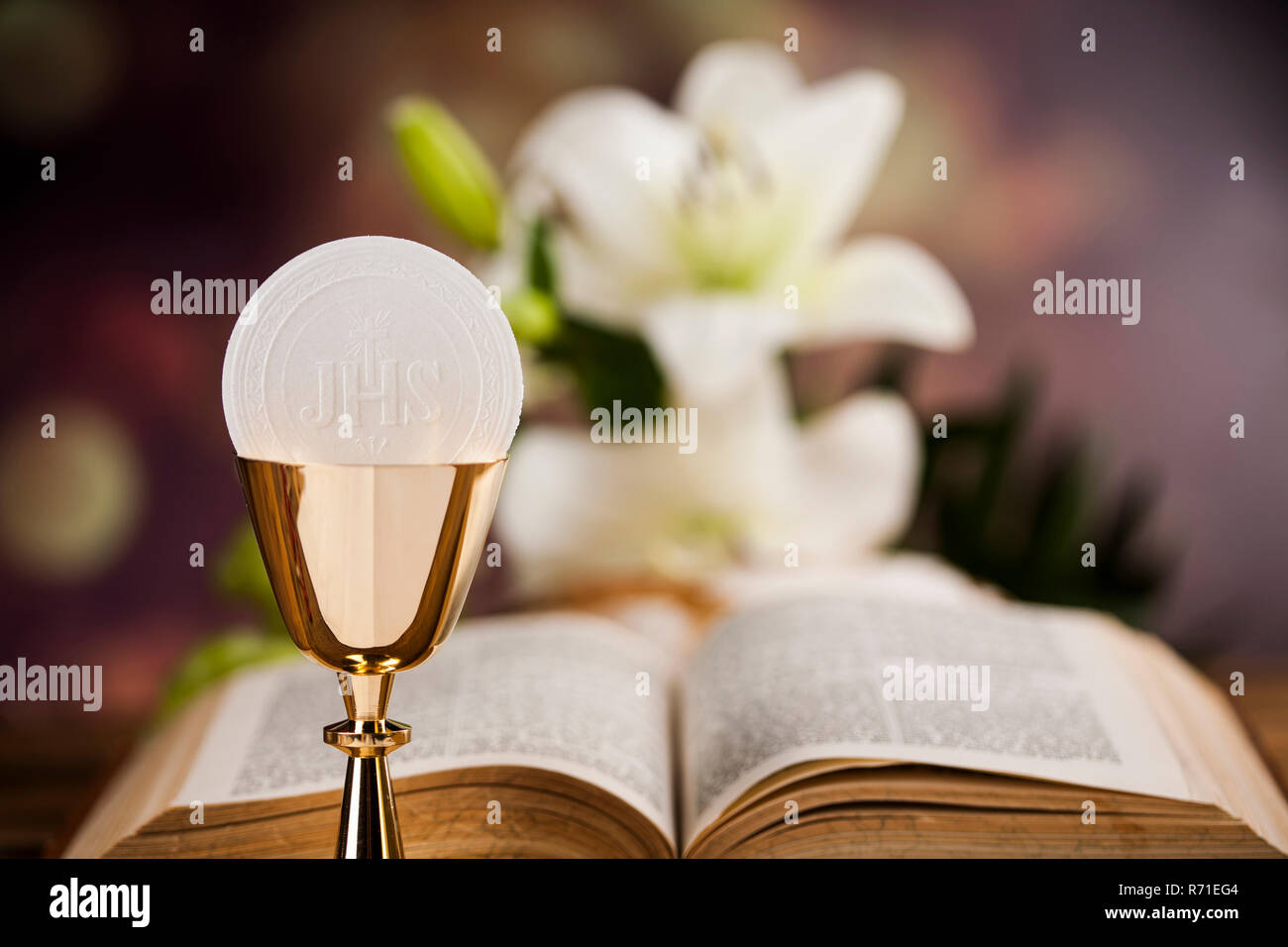 Bible, Eucharist, sacrament of communion background Stock Photo - Alamy
