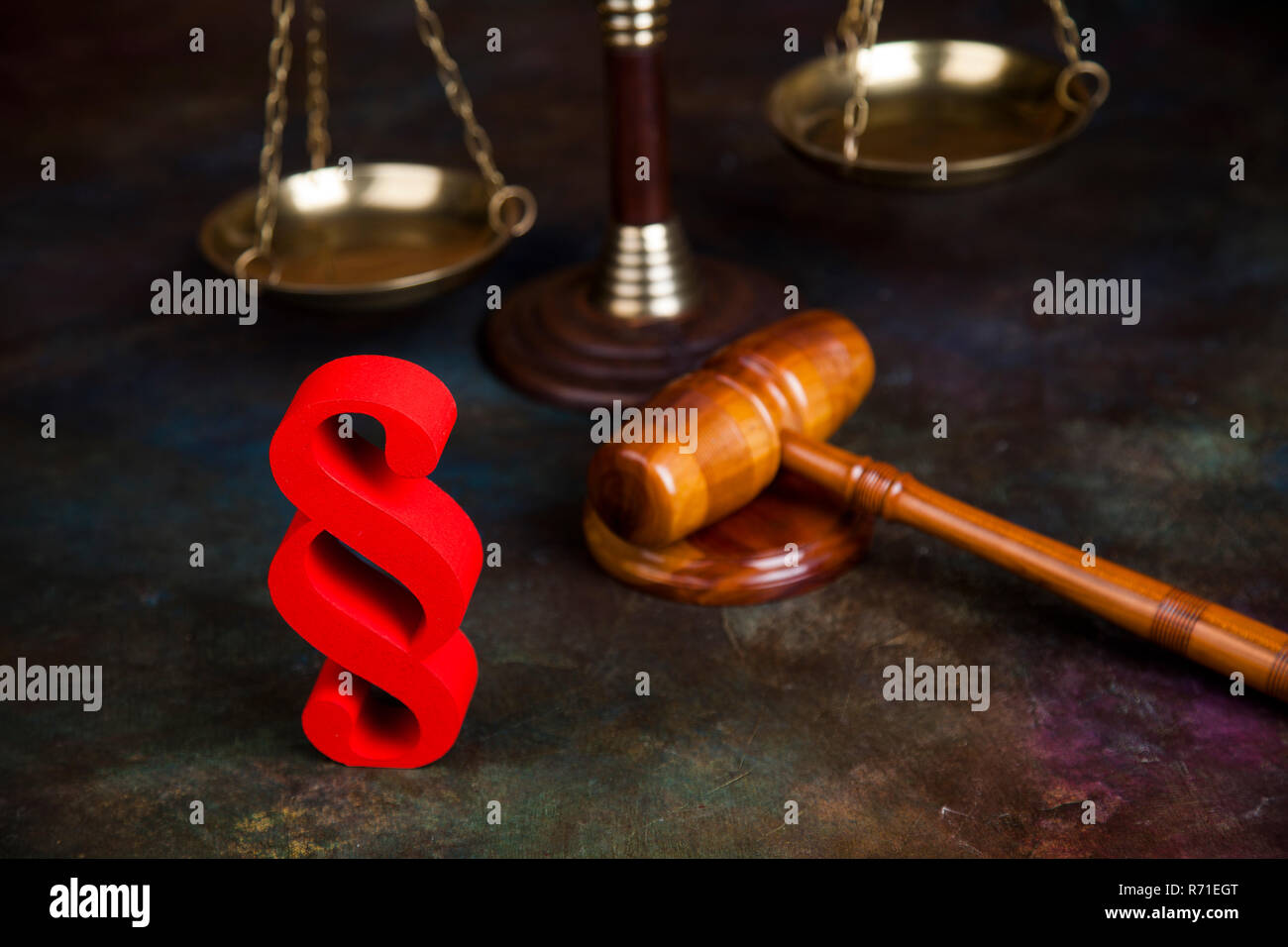 Paragraph sign, Wooden gavel barrister, legal system and justice ...