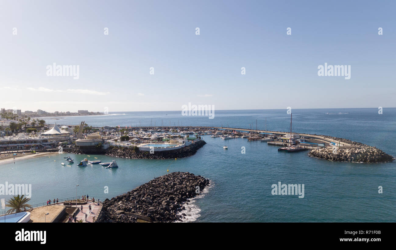 Aerial view of harbor Tenerife island Canary Spain drone top view Stock ...