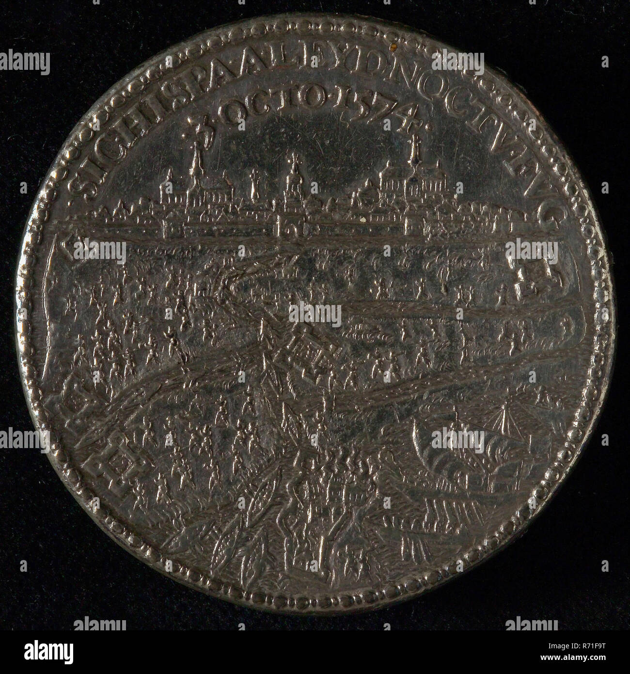 Medal on the relief of Leiden, penning footage silver, besieged city of ...