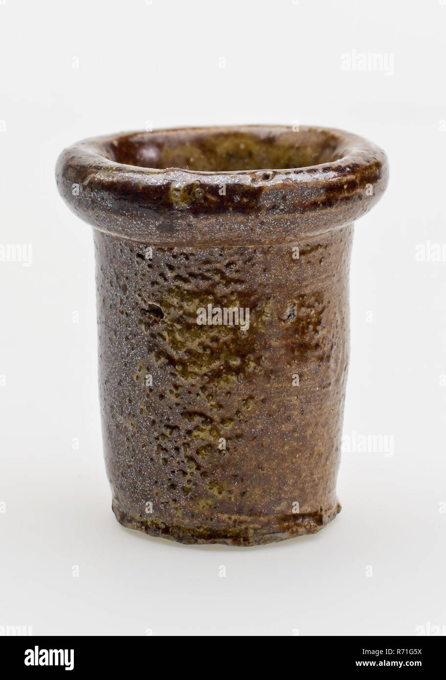 Stoneware ointment jar, cylindrical with thickened upper edge, ointment ...