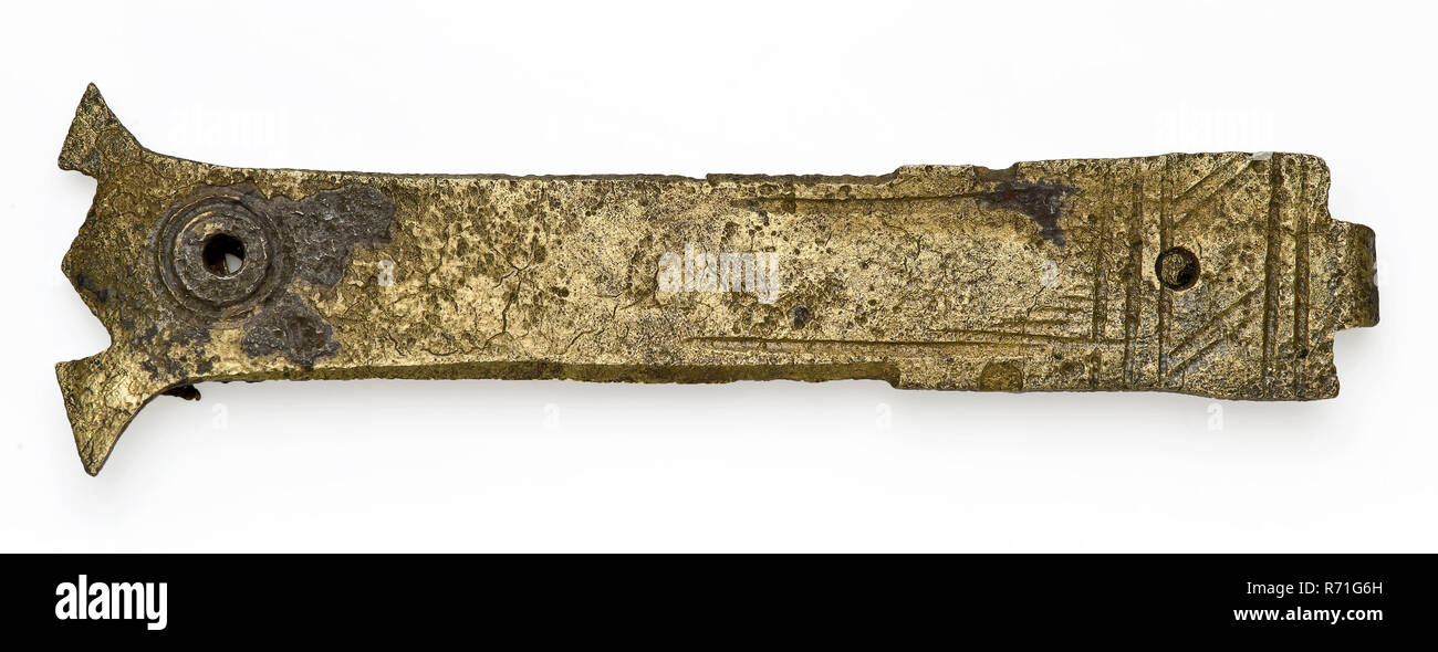 Brass book closure, with linear engraving, decorative fittings soil ...