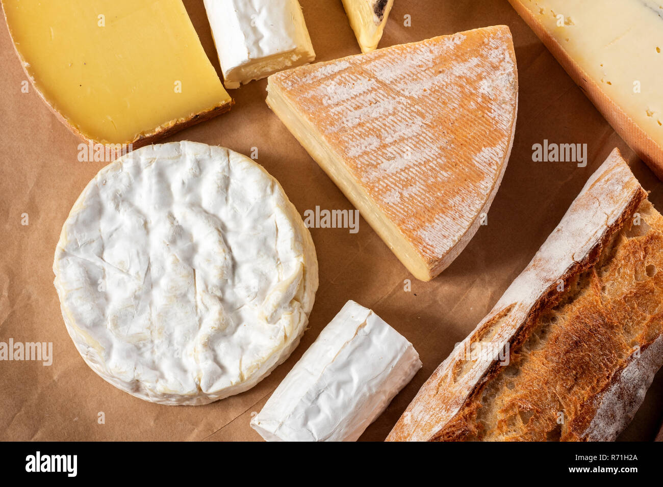 Camembert of Normandy with different french cheeses Stock Photo - Alamy