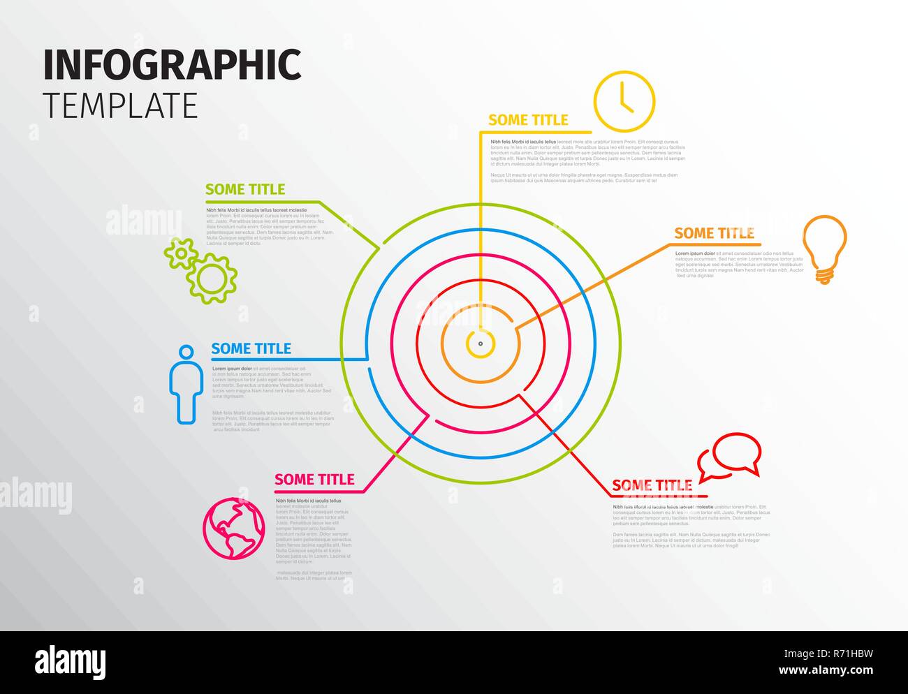 Vector Infographic report template made from lines and icons with circle target Stock Vector ...