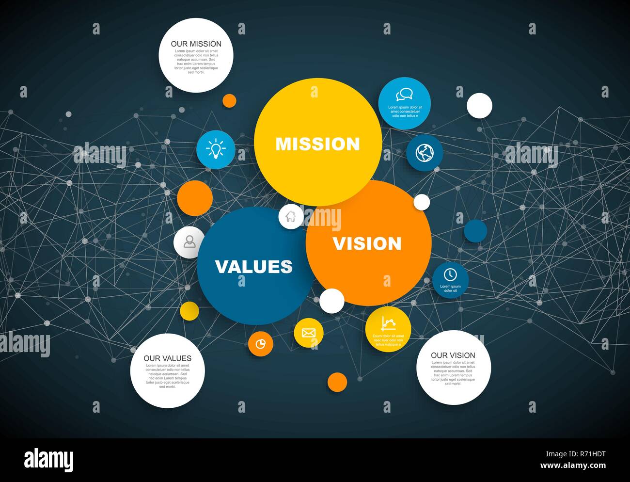 Vector Mission, vision and values diagram schema infographic with ...
