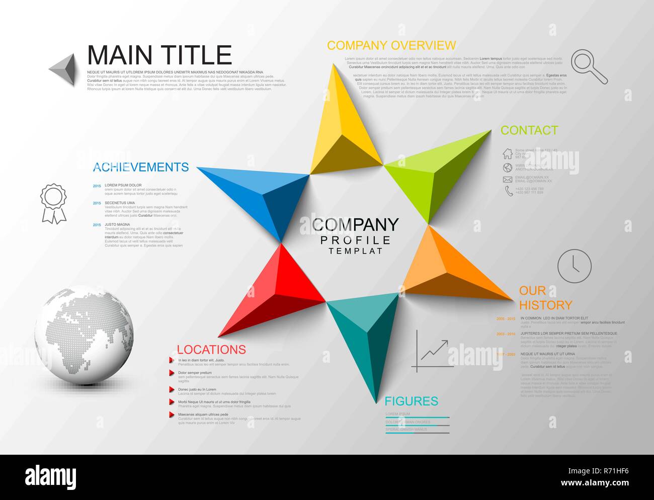 Dark Company infographic overview design template with triangles ...