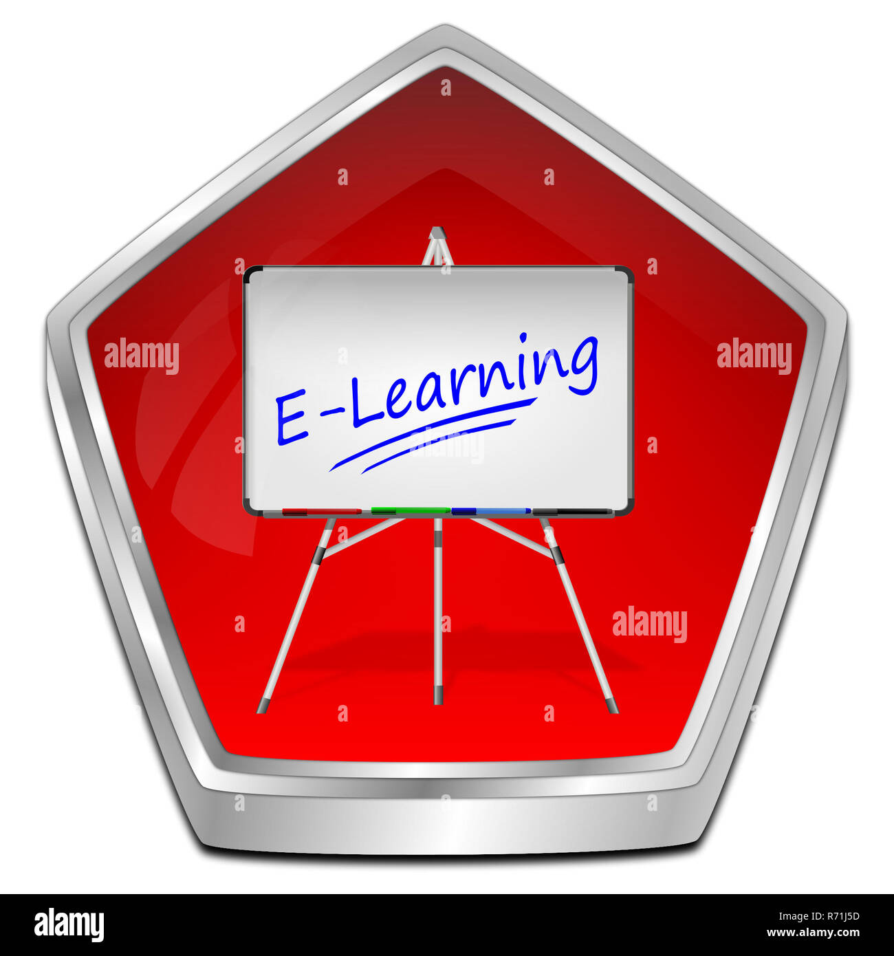 red E-Learning Button - 3D illustration Stock Photo - Alamy