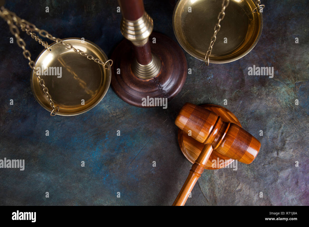 Law theme, mallet of the judge, wooden desk background Stock Photo - Alamy