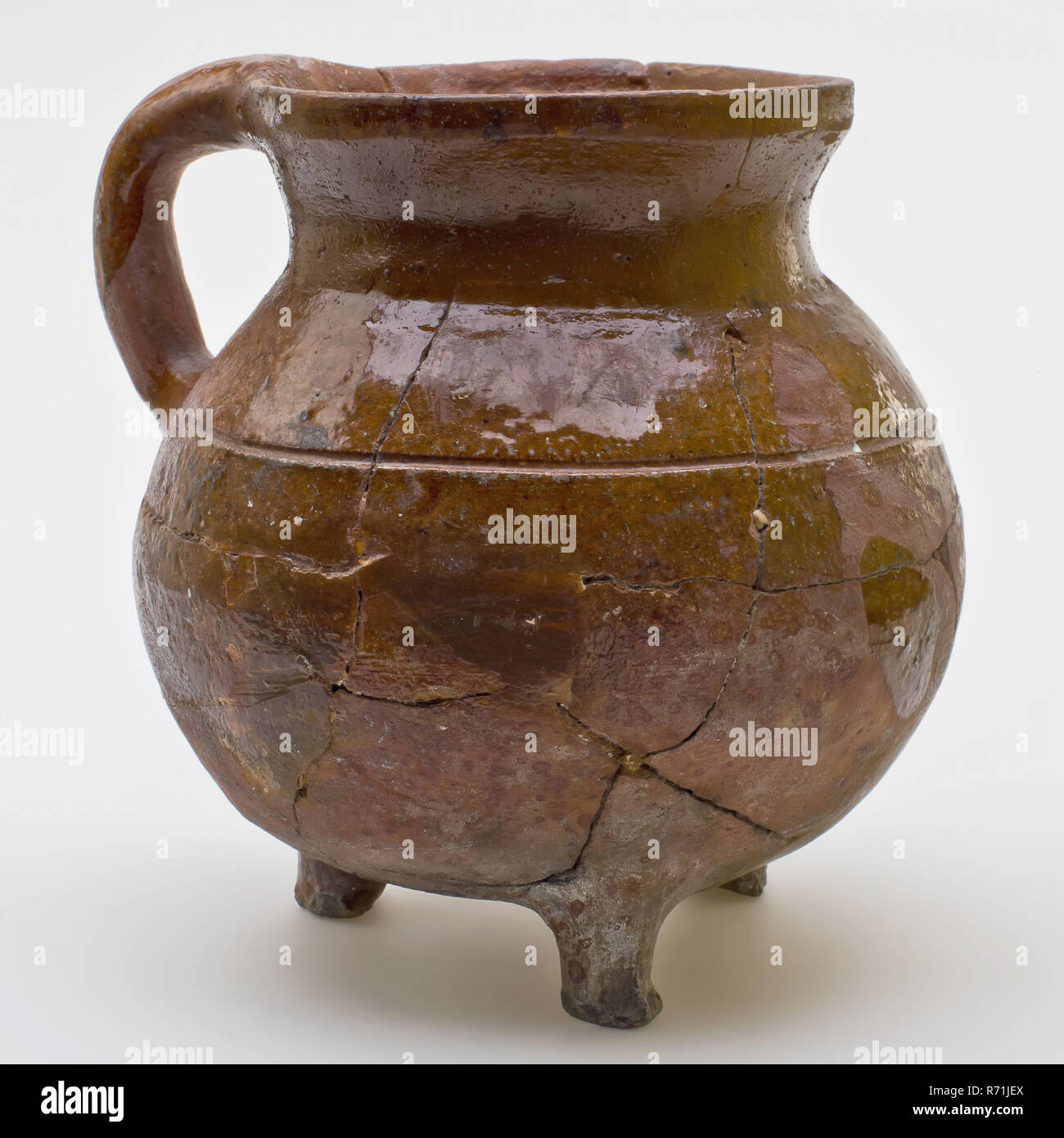 Pottery cooking pot, cooking jug with profile ring on the shoulder, one ...