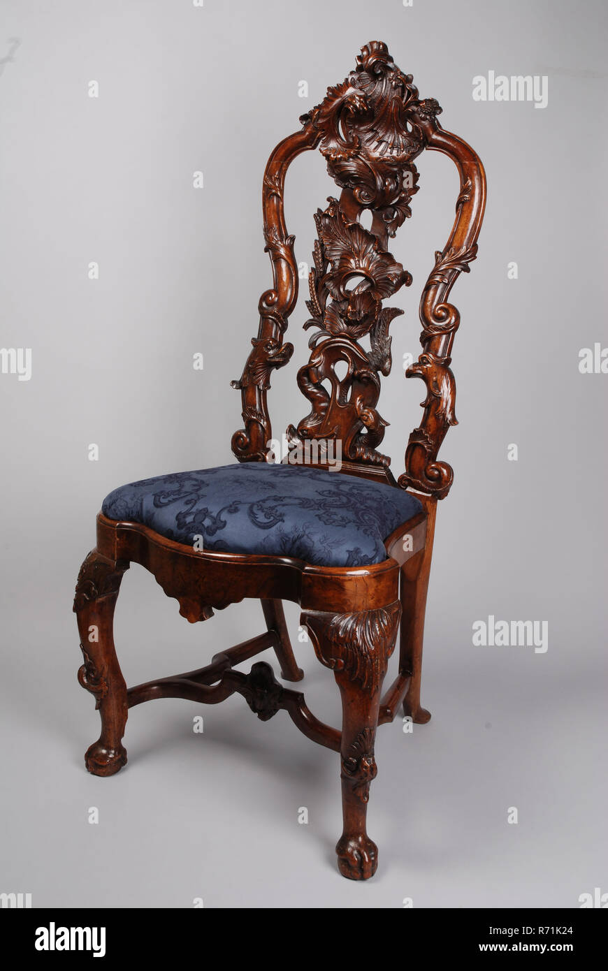 joiner, Rococo chair with sea monster and bird in the back, chair ...