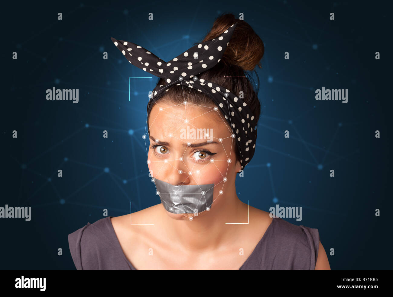 Recognition of a face by layering a mesh. Biometric verification and ...