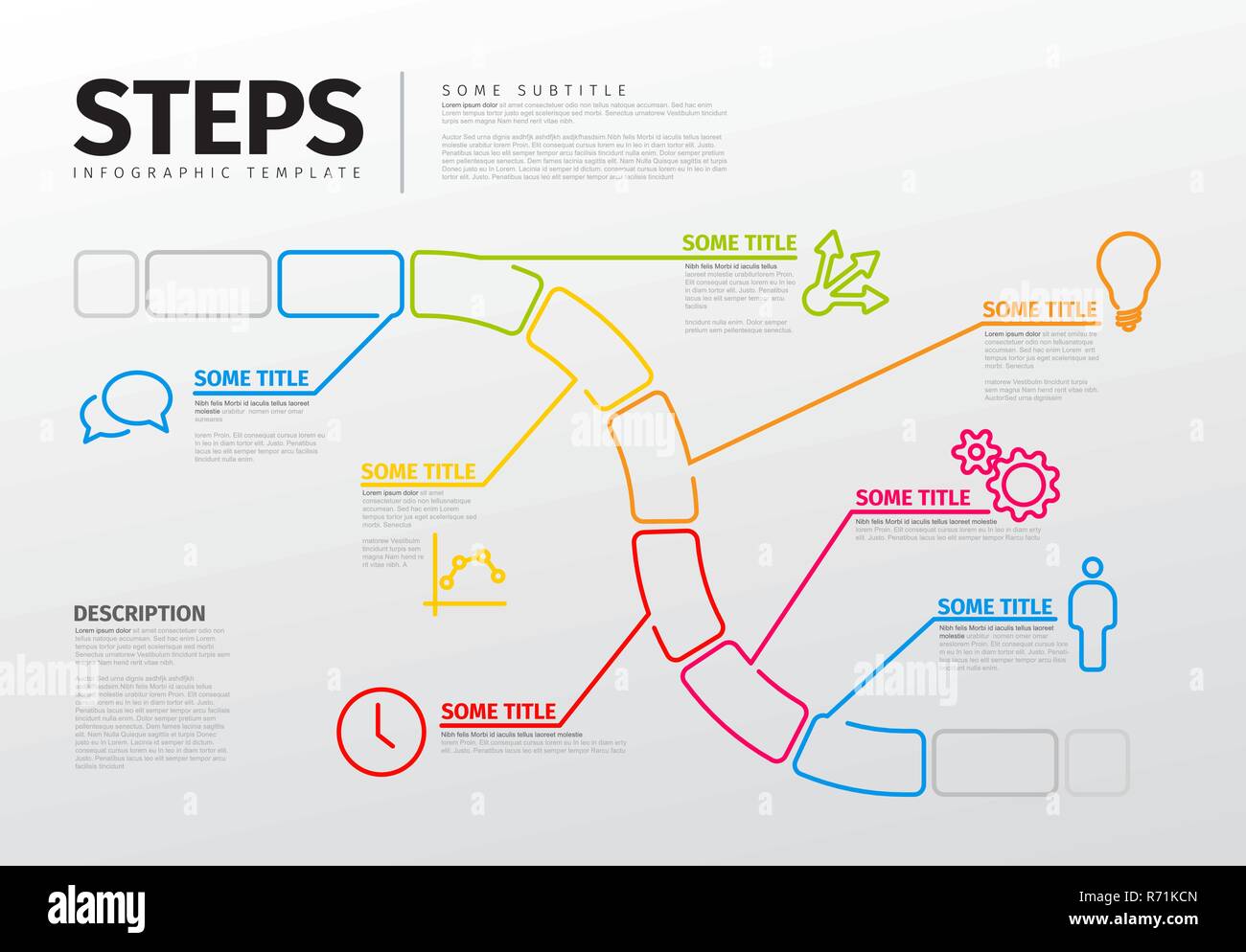 Thin line infographics template with steps / progress / timeline Stock ...