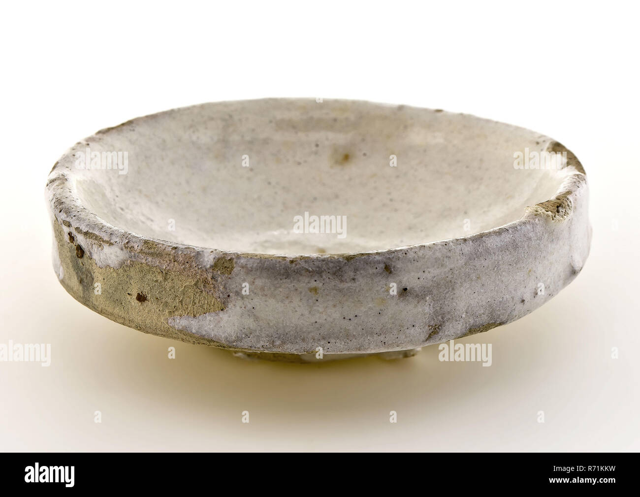 Low white container on small stand, salt dish or ointment jar, cream ...