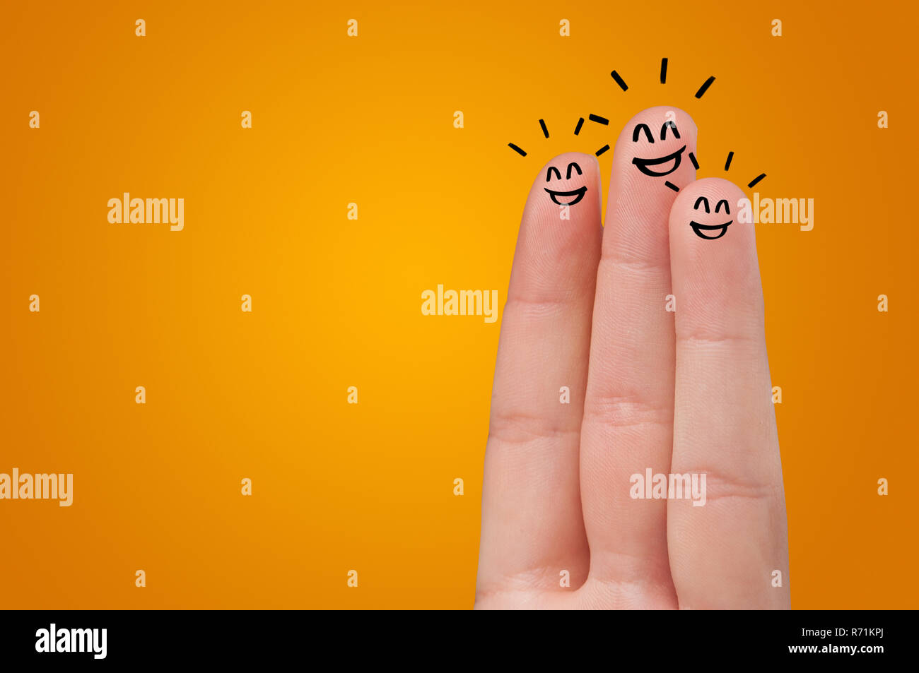 Waggish happy fingers with team building concept Stock Photo - Alamy