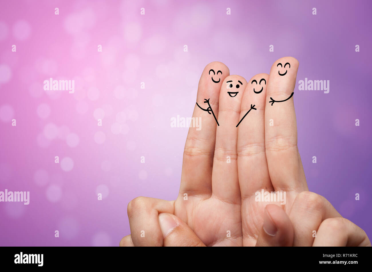 Joyful fingers smiling with colorful background concept Stock Photo - Alamy