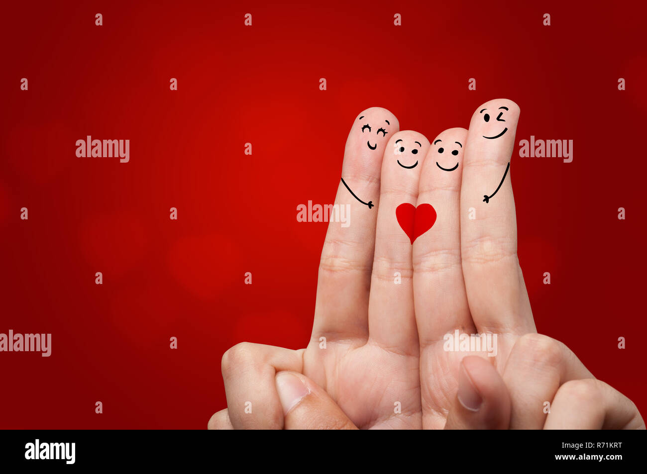Cute smiley fingers loving and hugging each other Stock Photo - Alamy