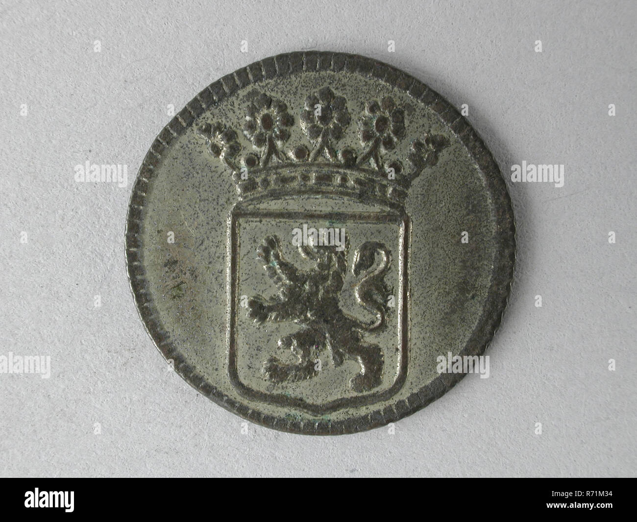 Half coin, coin of the VOC, minted in Holland, half duit currency money ...