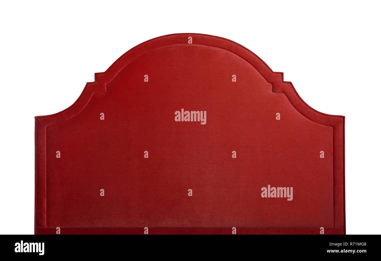 Red soft velvet bed headboard isolated on white Stock Photo - Alamy