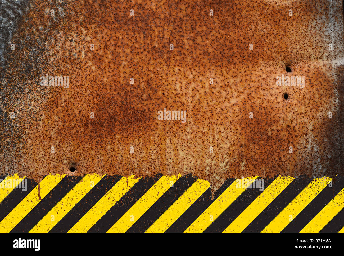 Rusty metal background with grunge hazard sign Stock Photo - Alamy