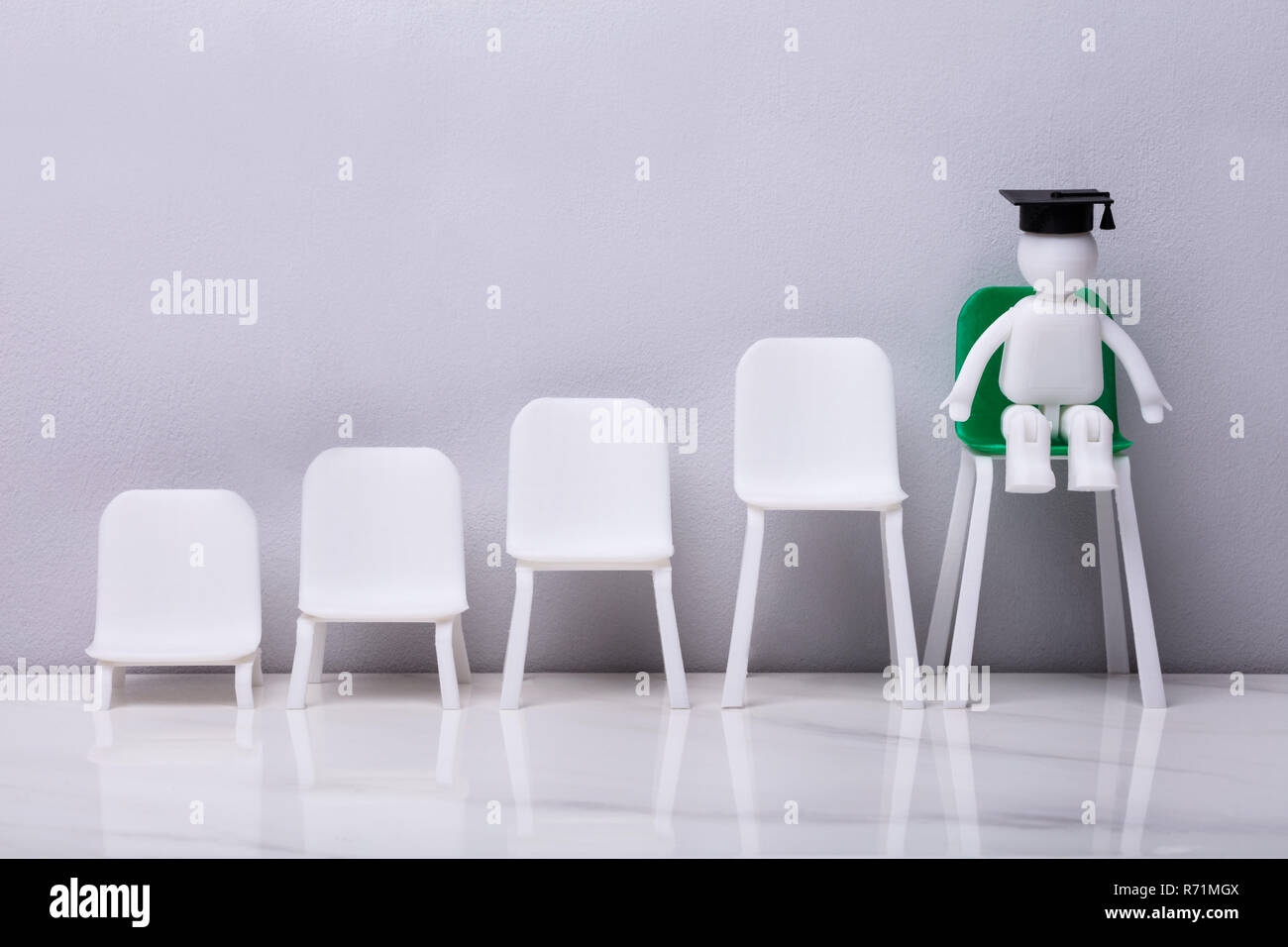 Human Figure Sitting On Increasing Scale Chair Stock Photo - Alamy