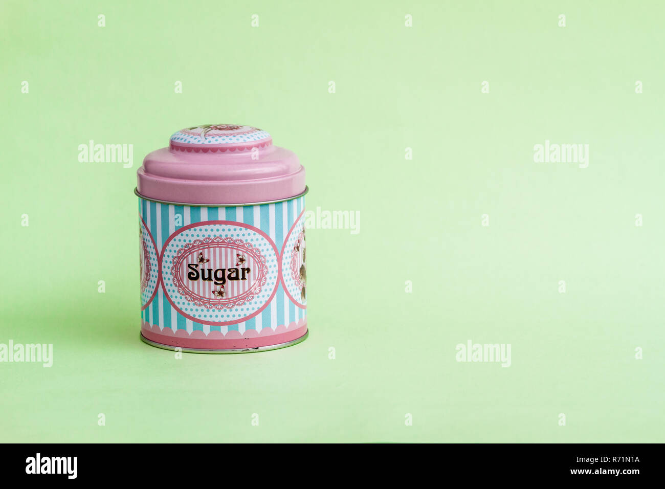 Colorful Coffee, Tea, Sugar Tin Storage Containers Stock Photo - Alamy